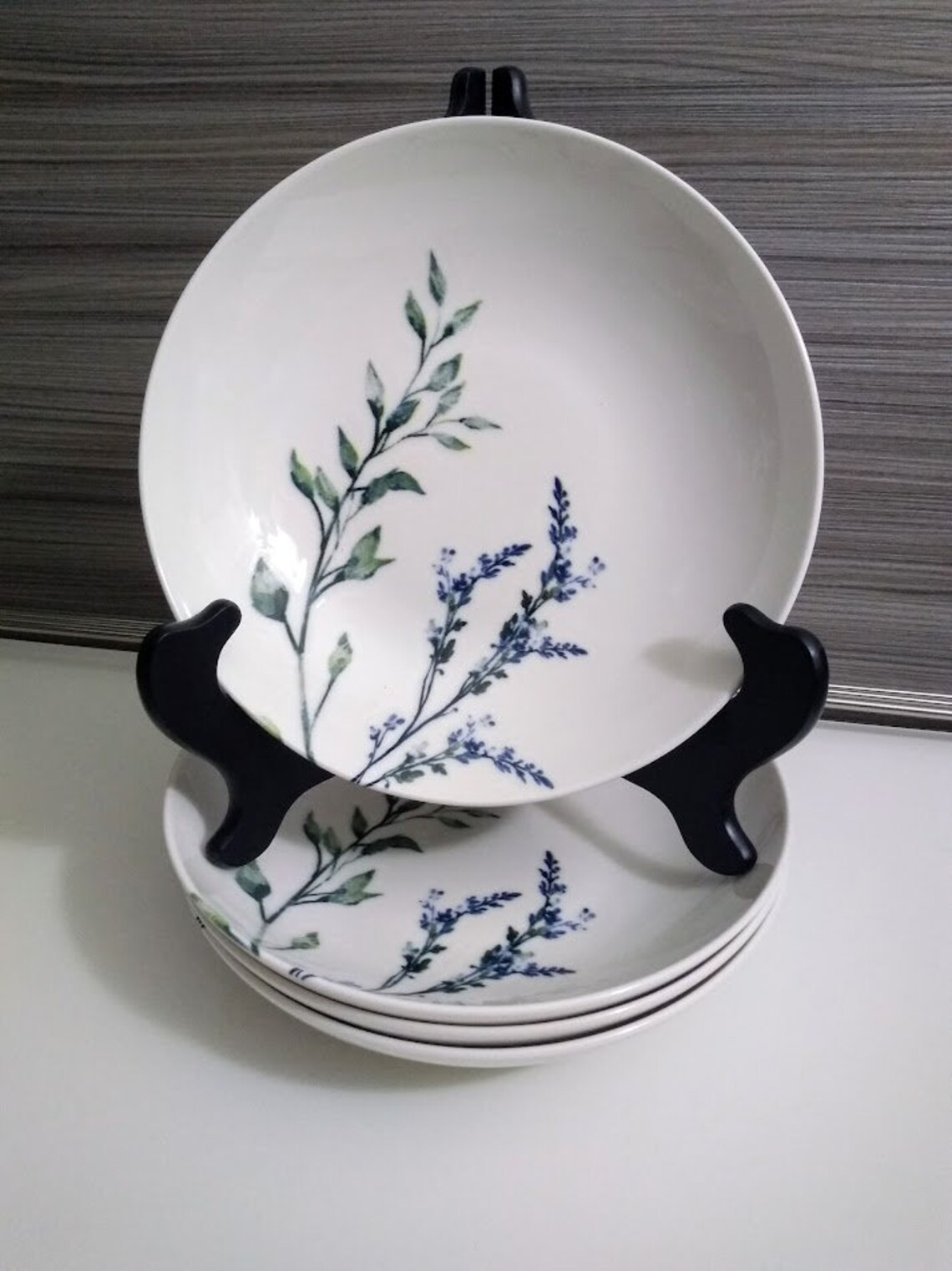 One Plate+napkin Intesa Home Blue Embossed WILDFLOWERS Dinner Plate 10. ...