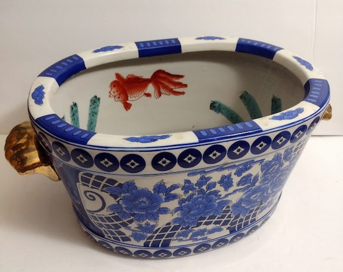 RARE Midcentury Oriental Asian Coi Fish Bowl Foot Bath Basin Planter ...