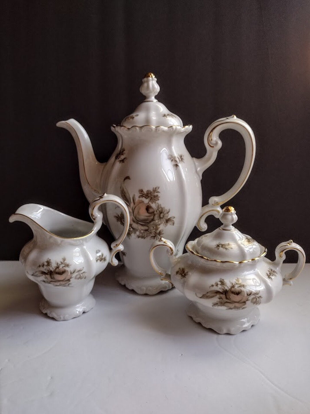 JOHANN HAVILAND Bavaria Germany Rose Porcelain Teapot Sugar Bowl or ...