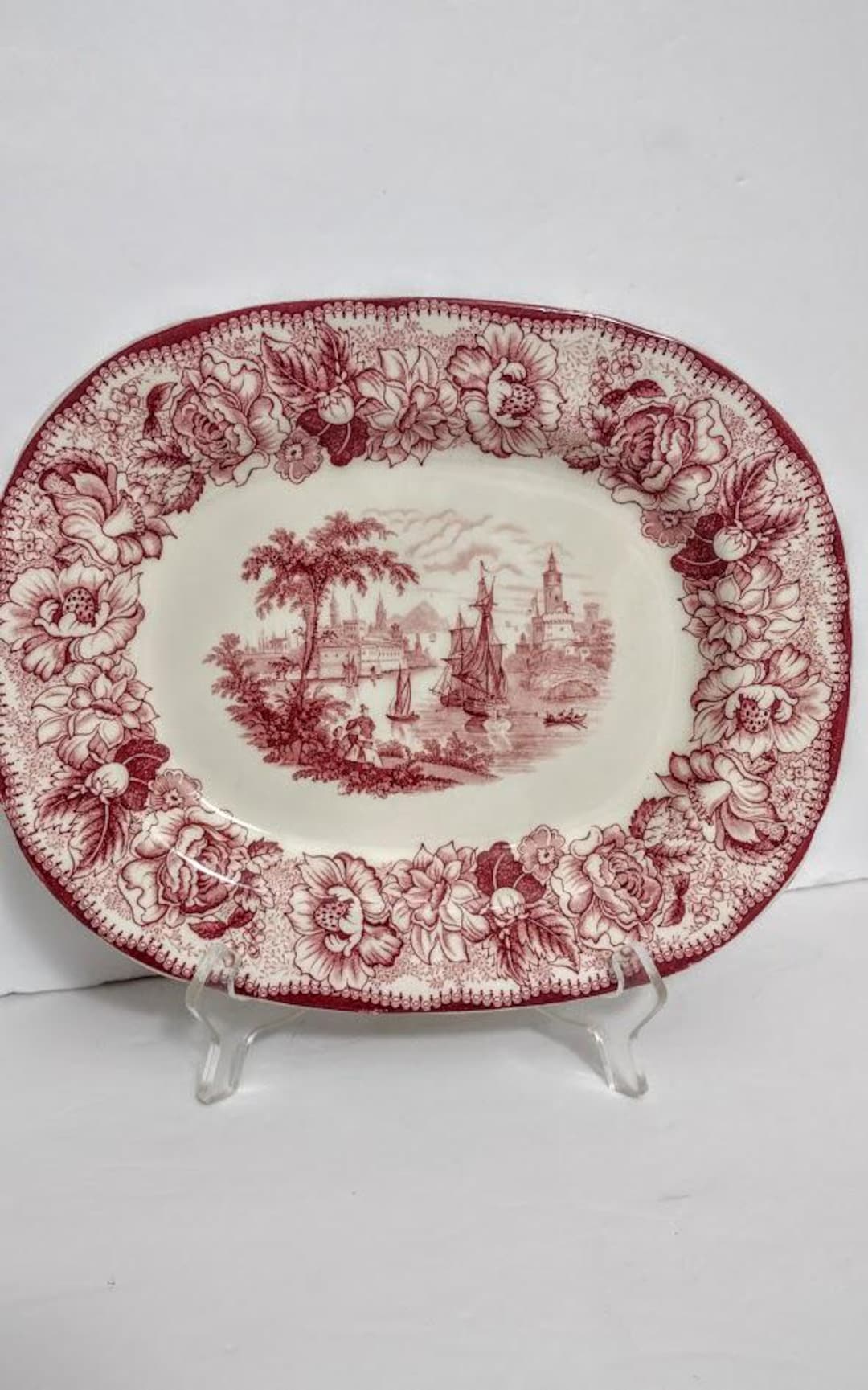 ONE Plate ROYAL STAFFORDSHIRE Ceramics A.j.wilkinson Burslem England Victorian Scene Safe ...