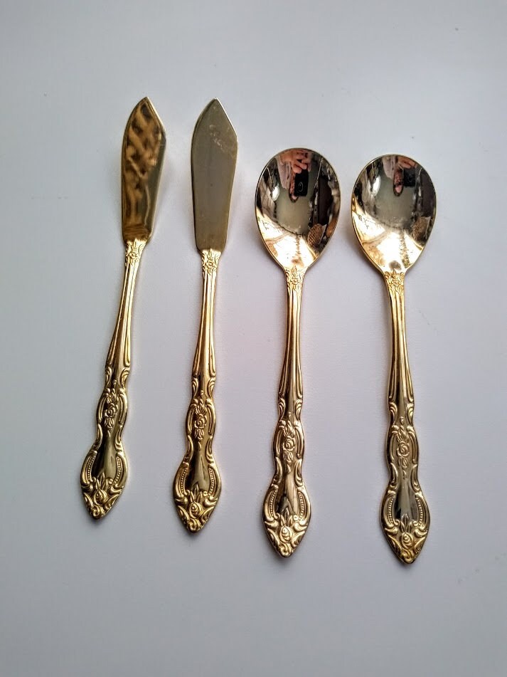 GOLD PLATED KOREA Table Silverware 4 Pieces Set - Etsy