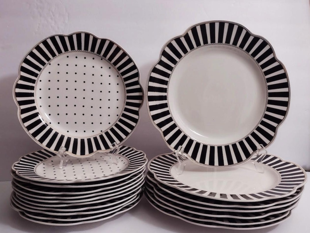 One Plate Gothic Halloween Grace Teaware STRIPES Polka Dots DINNER ...