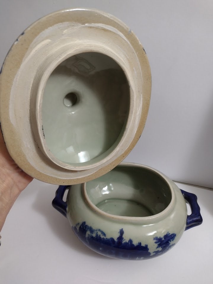 Celadon Royal Blue Victorian House Cityscape Tureen Soup Stew - Etsy