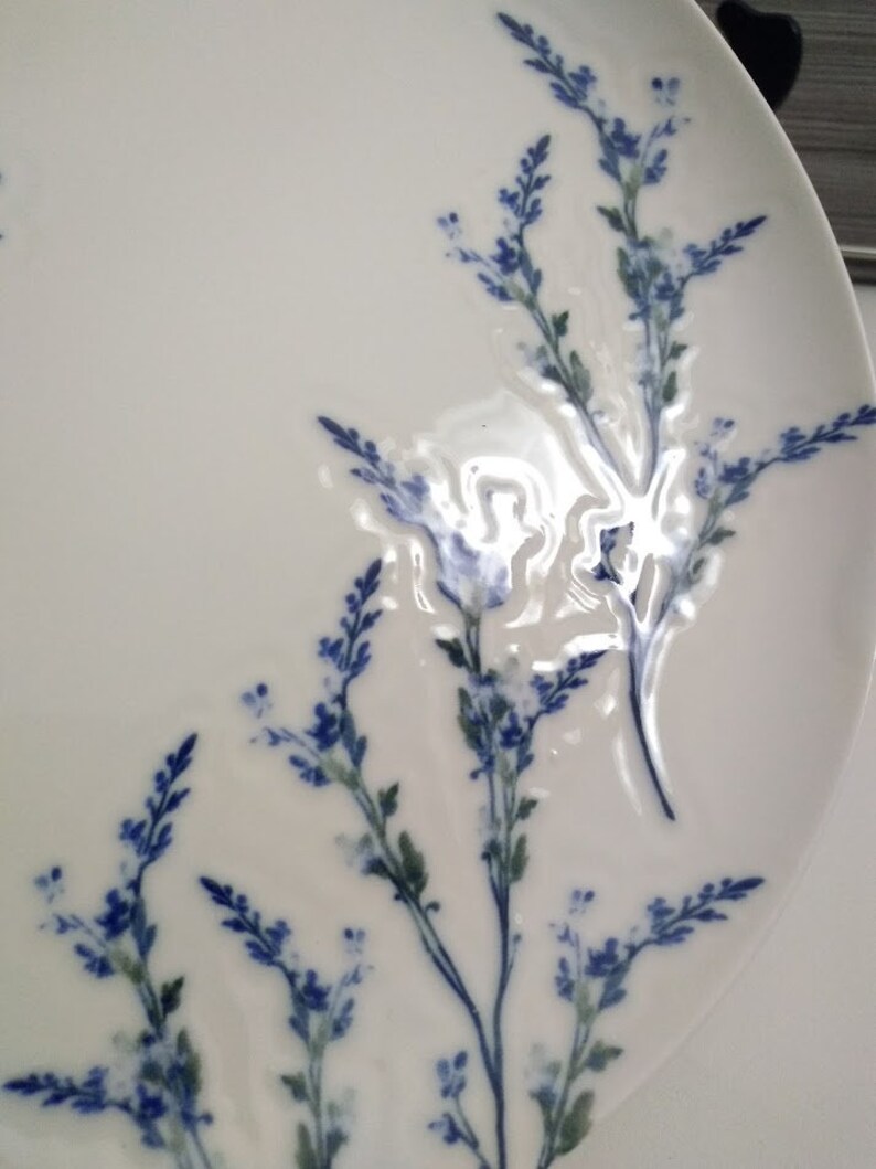 One Plate+napkin Intesa Home Blue Embossed WILDFLOWERS Dinner Plate 10. ...