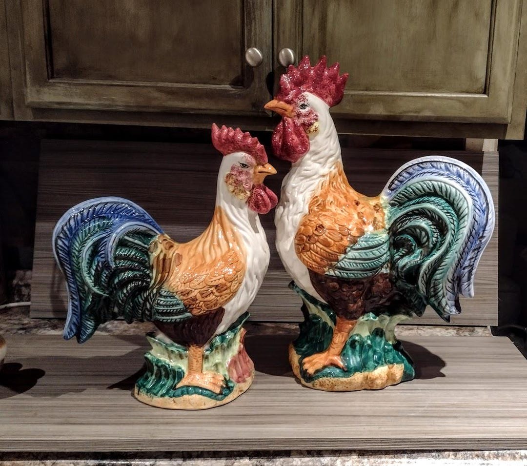 Extra Large Rooster Ceramic Figurine Sculpture Statue 22 " or 17 " Your ...