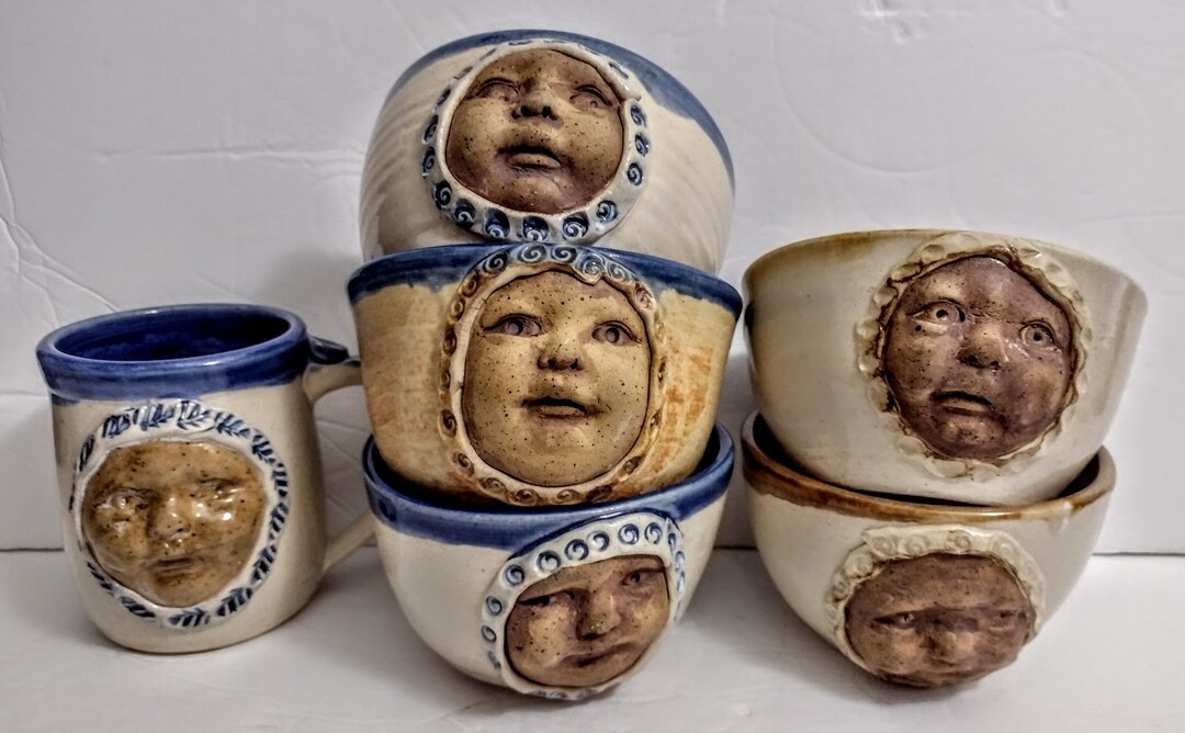 ONE Bowl Hand Made FACE Pottery Bowl or Mug You CHOOSE - Etsy