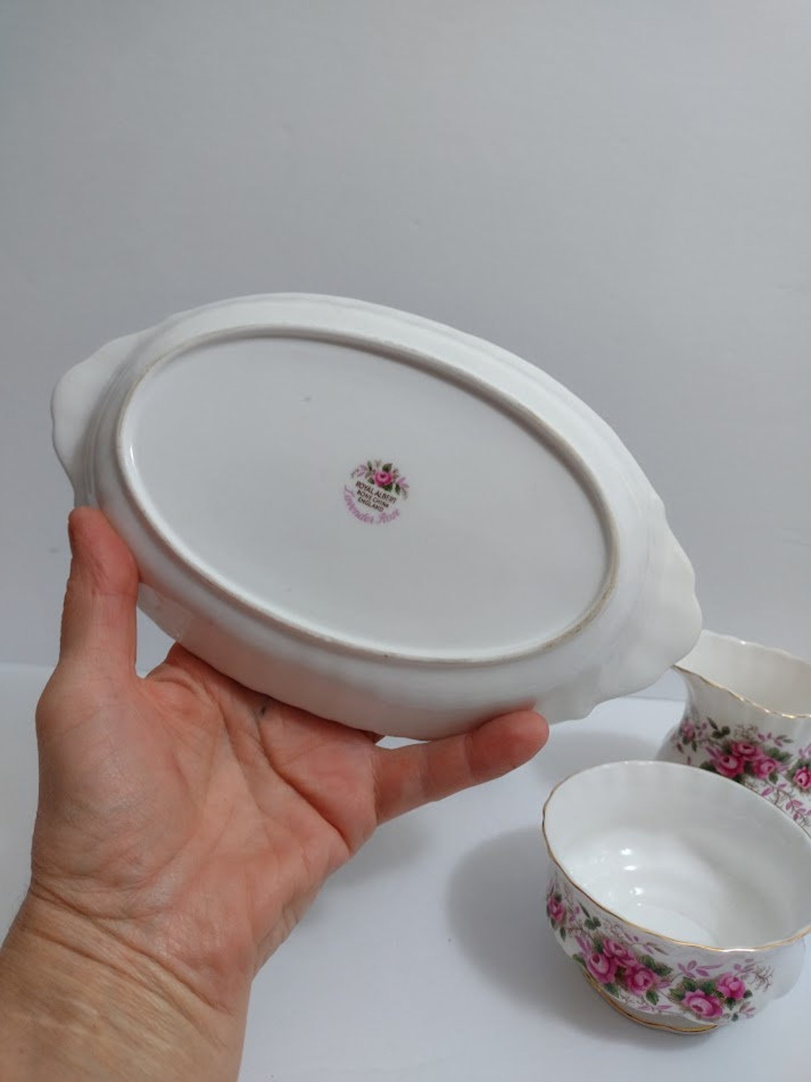 ROYAL ALBERT Lavender Rose Serving Oval Plate Platter Tray 8.5 X 5.25 ...