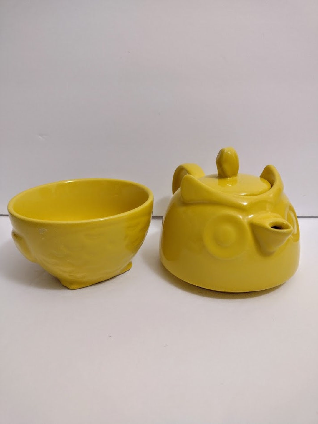 Yellow OWL Ceramic Stackable Teapot Cup Set - Etsy