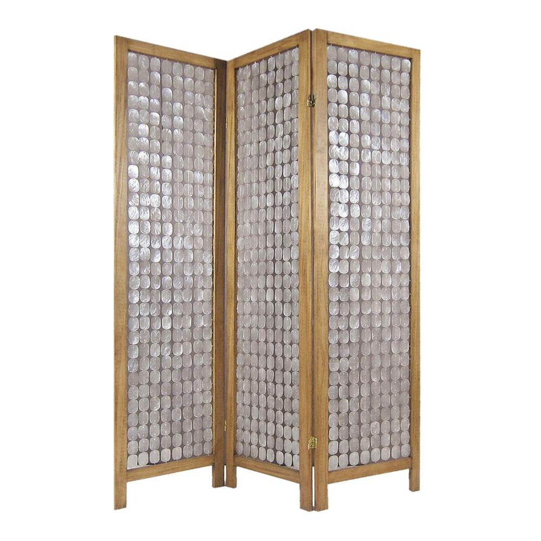 Clear Capiz Shell Strings Room Divider 3 Piece Screen 71" X 54" X 1.5 ...