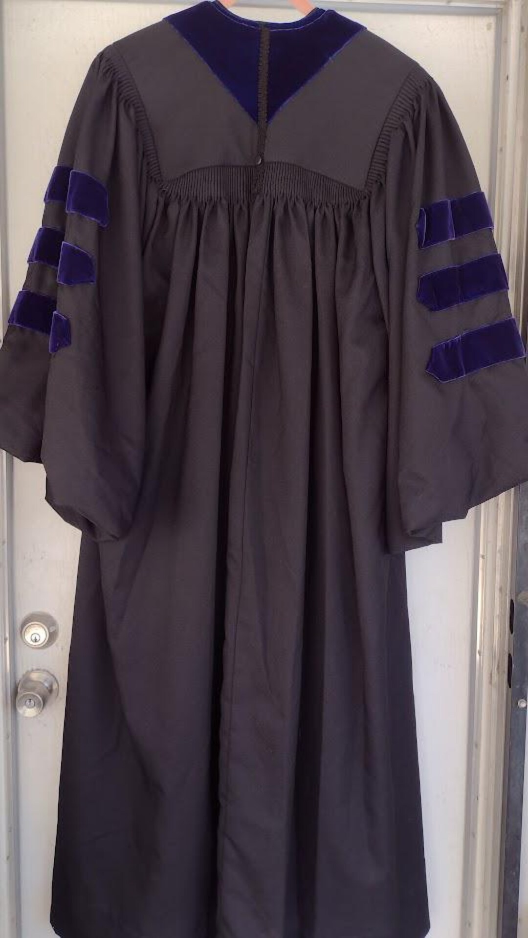 Authentic VINTAGE Doctoral Gown Academic Regalia Black Royal Blue ...
