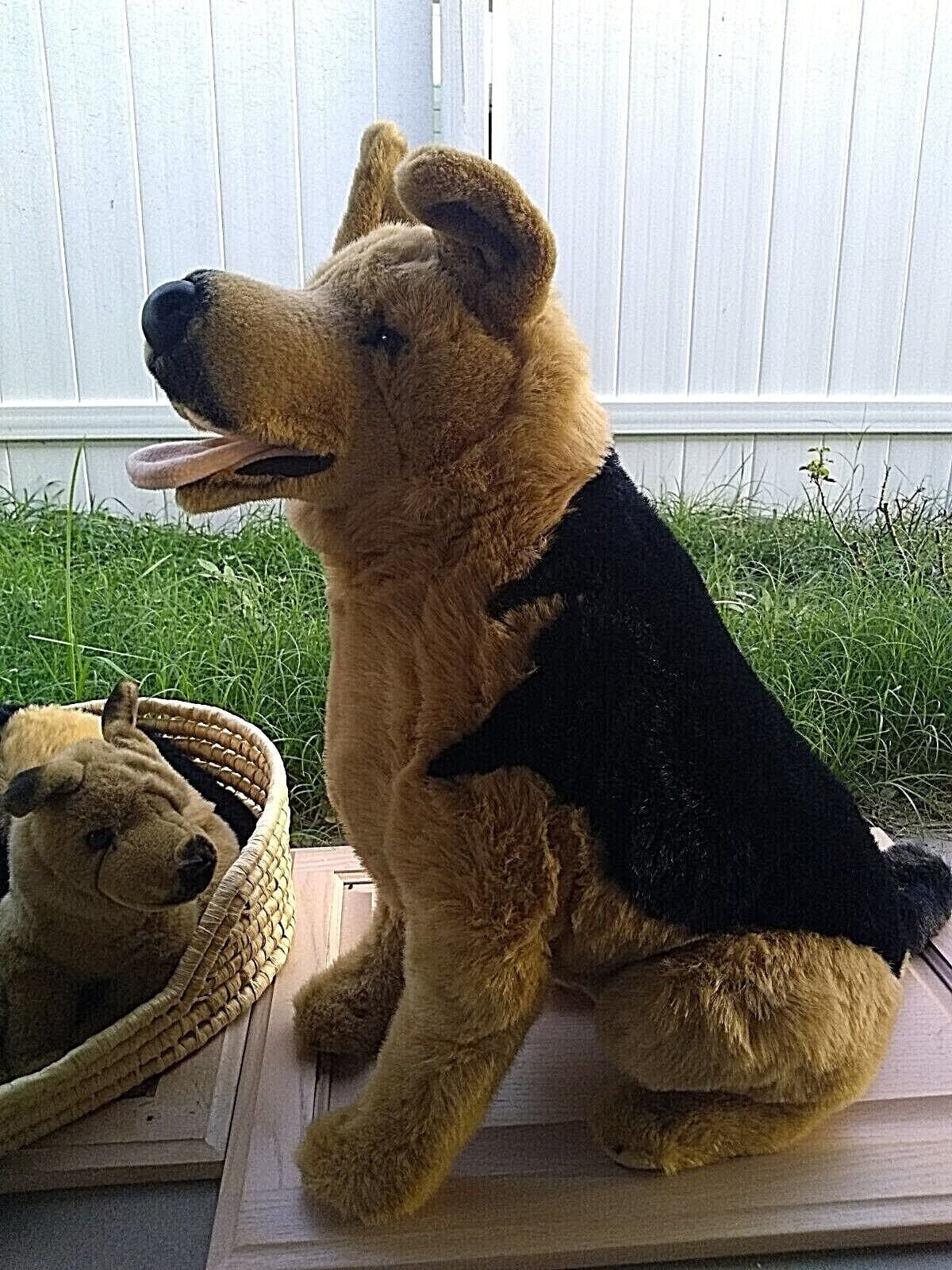 VTG Extra Large Prima E &J Classic Collection REALISTIC Stuffed Plush Dogs German Shepherd Dad ...