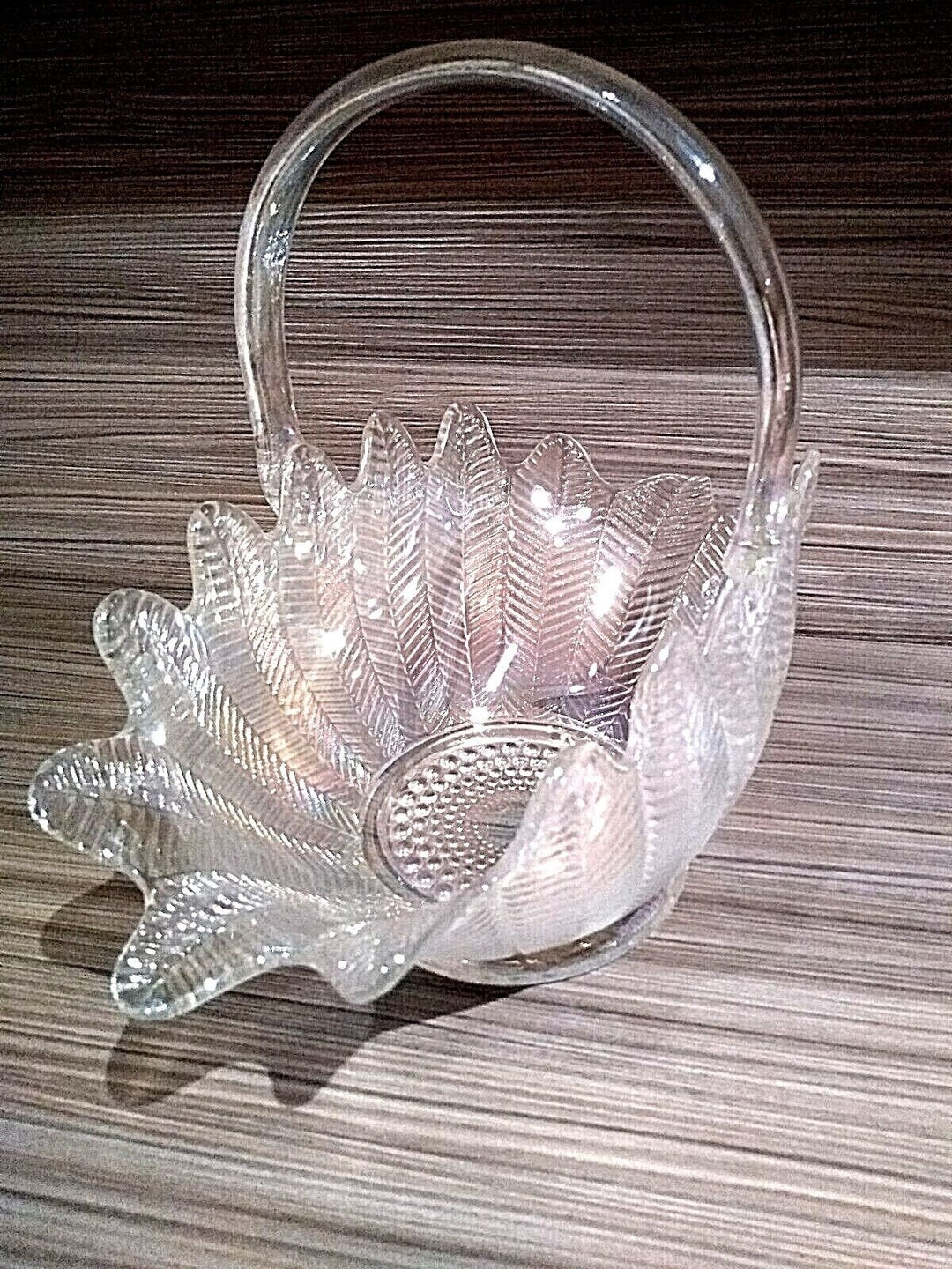 Large Vintage LE Smith White Iridescent Fishbone Feather Glass - Etsy