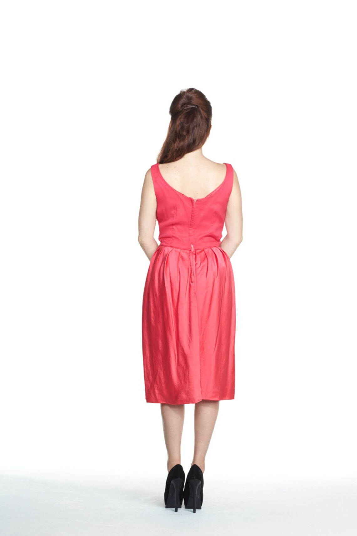 Vintage Silk Ruby Red Wiggle Sheath Dress With Rose Bow Detail - Etsy
