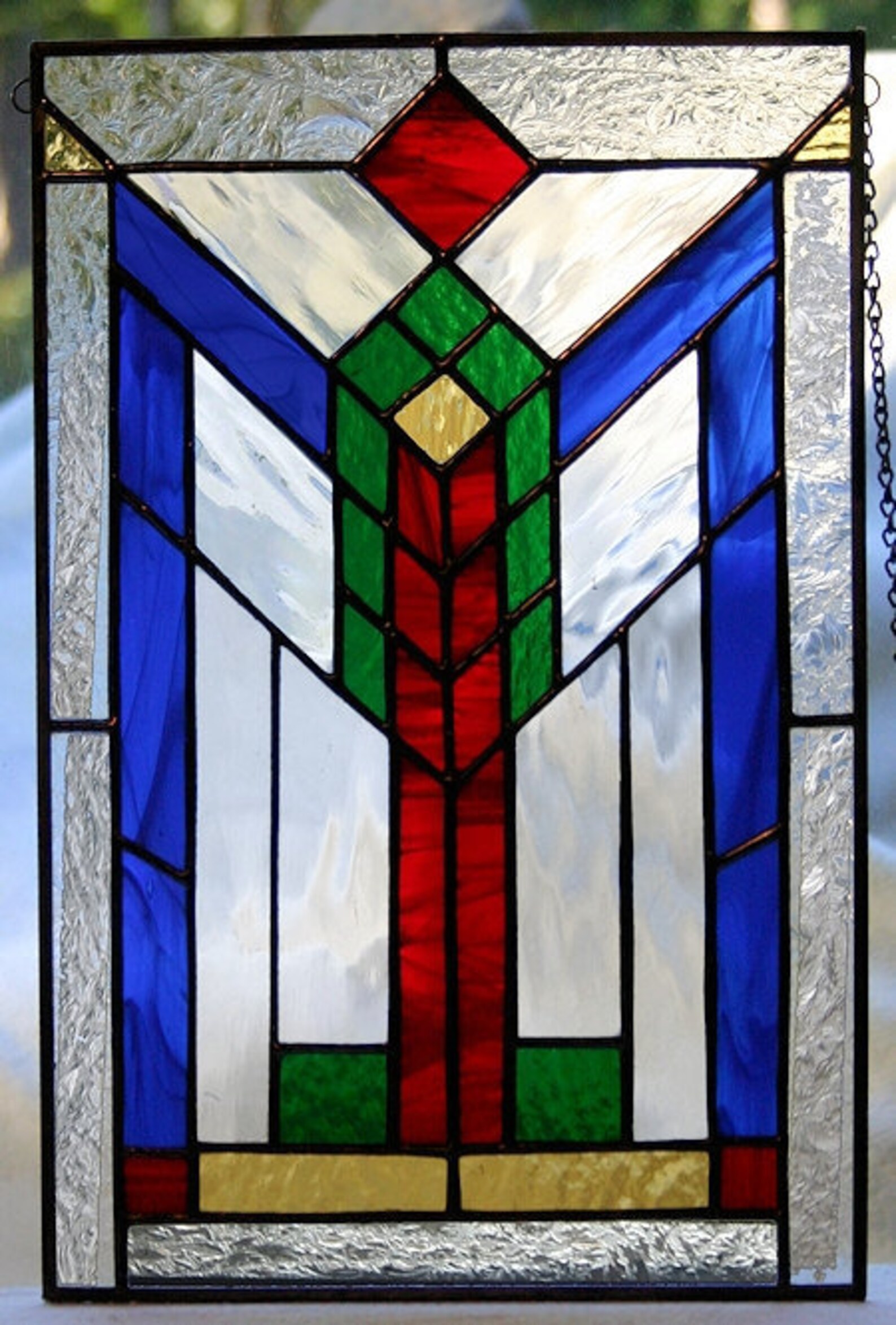 Southwest - Geometric Stained Glass Panel - Etsy