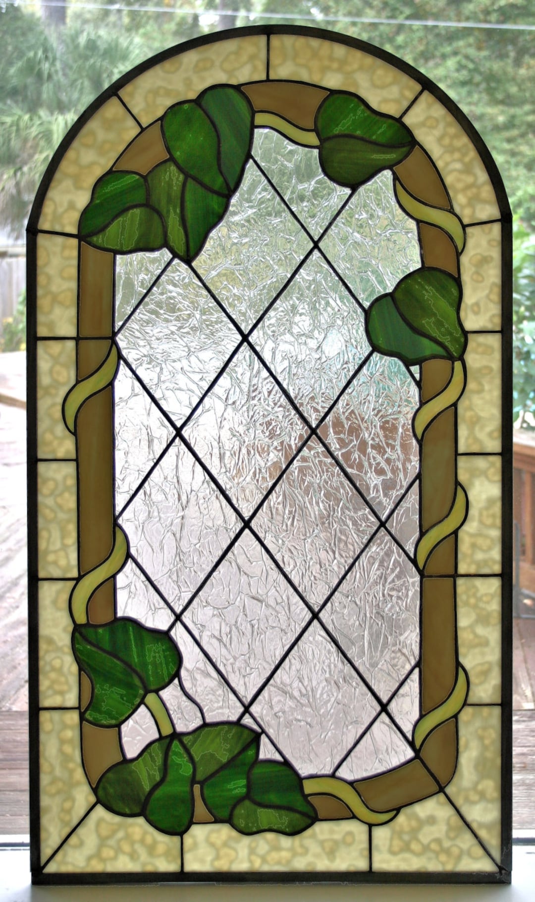 Ivy Vine Stained Glass Window Panel - Etsy