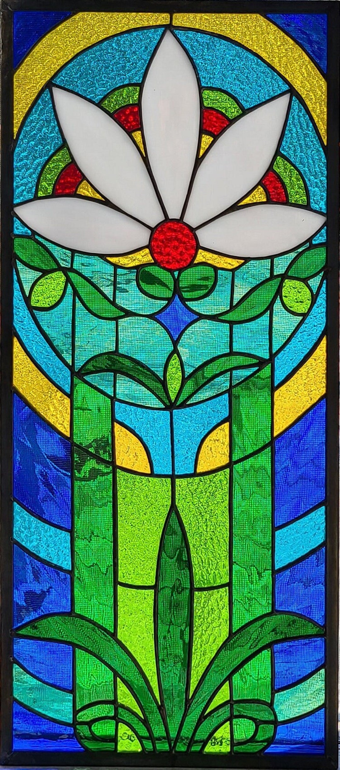 Daisy Stained Glass Window Panel - Etsy