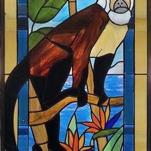 Capuchin Monkey Stained Glass Window Panel - Etsy