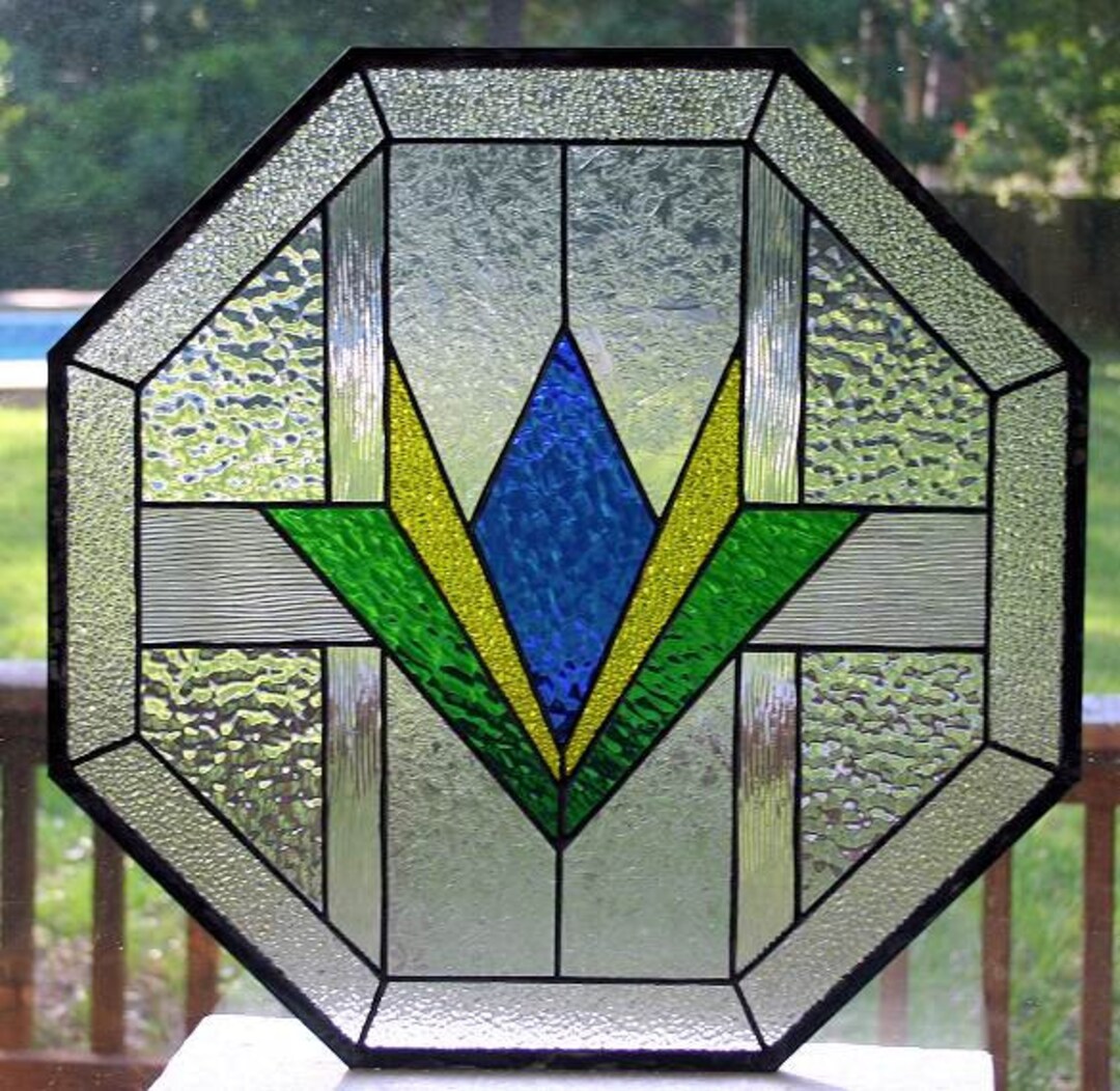 Octagon Stained Glass Window - Geometric Design - Etsy