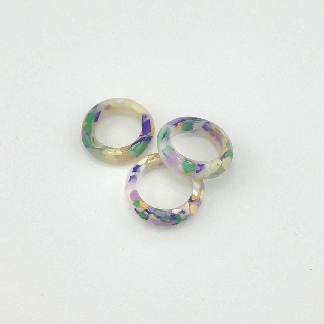 Mardi Gras Statement Ring Abstract Terrezzo UV Resin - Etsy