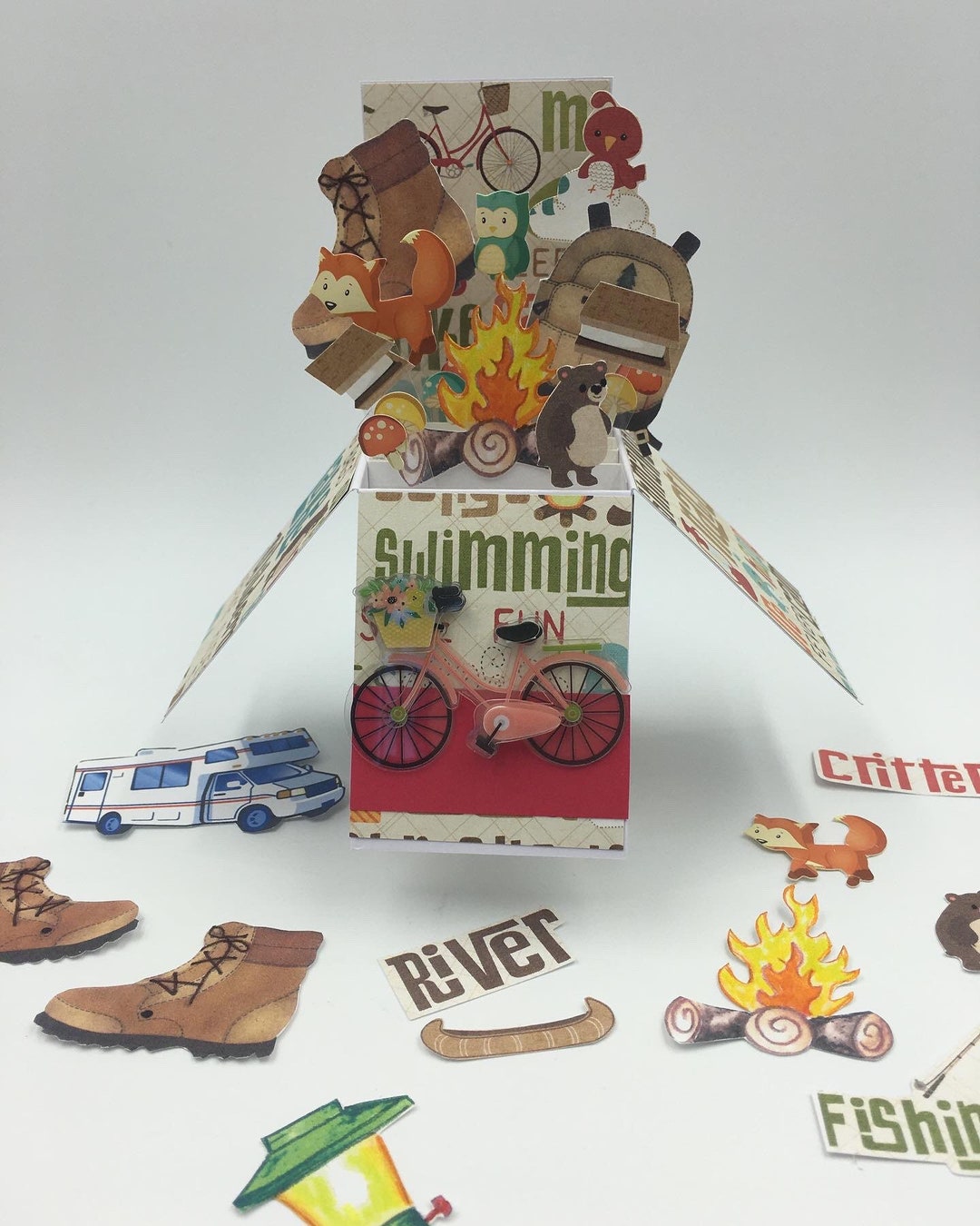 Campers Handmade Pop Up Box Greeting Card Etsy