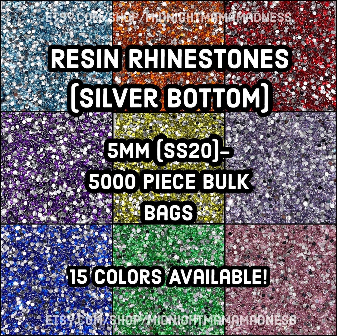 5MM-SS20 Resin Silver Flatback Rhinestones 5000 per Bag- Non-hotfix ...