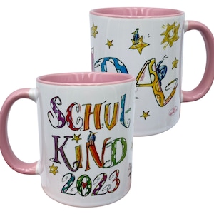 Schulkind Tasse mit Namen, Schulkind 2024 , Einschulungsgeschenk , Geschenk zur Einschulung ...