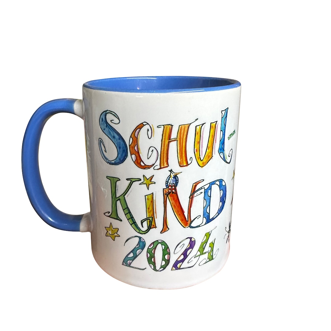 Schulkind Tasse mit Namen, Schulkind 2024 , Einschulungsgeschenk , Geschenk zur Einschulung ...