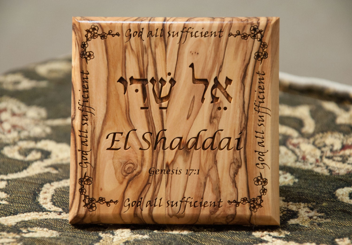 El Shaddai Olive Wood Wall Hanging/table Decoration hebrew / English - Etsy