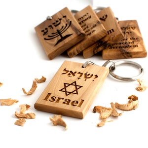 Shalom/israel/yeshua Wooden Keychain Handmade - Etsy