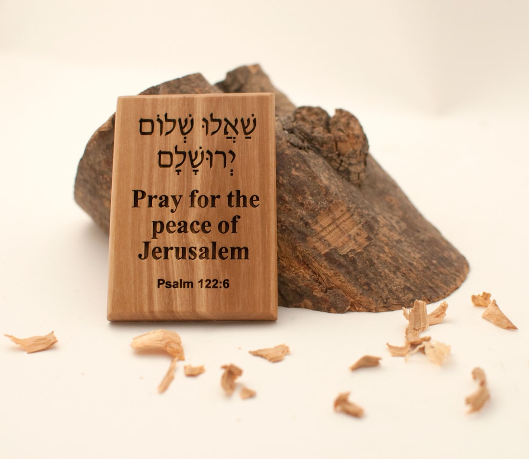 Pray for the Peace of Jerusalem, Olive Wood Magnet Engraved With Bible ...