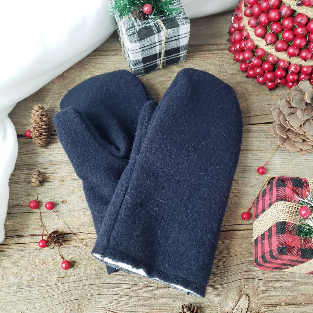 Men's Blue Extra Large Wool Mittens With Cozy Fleece Lining Warm ...