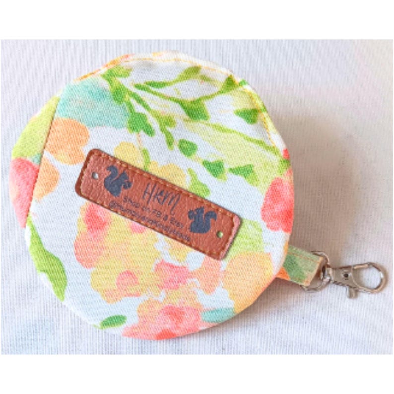 Orange Yellow Floral Mini Zipper Pouch With Swivel Clip | Small Utility ...