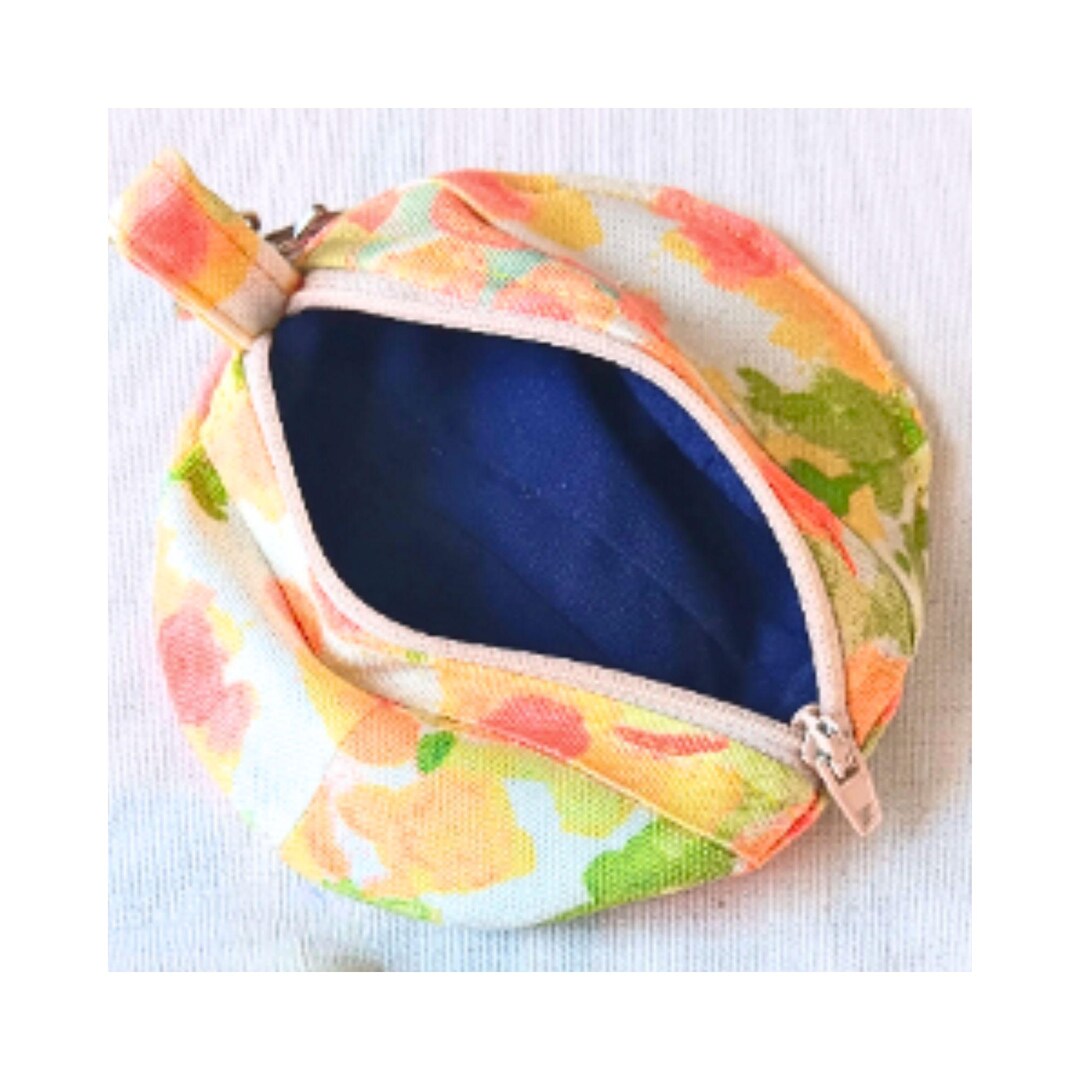 Orange Yellow Floral Mini Zipper Pouch With Swivel Clip | Small Utility ...