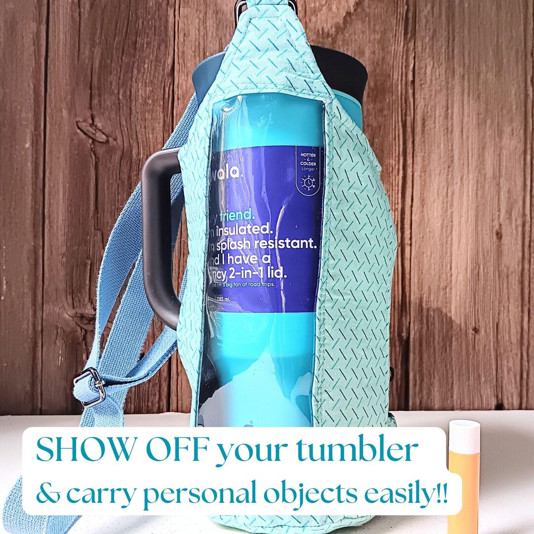 Show off Turquoise Blue Owala Cup Bag, Water Bottle Holder With Strap, Tumbler Accessories ...