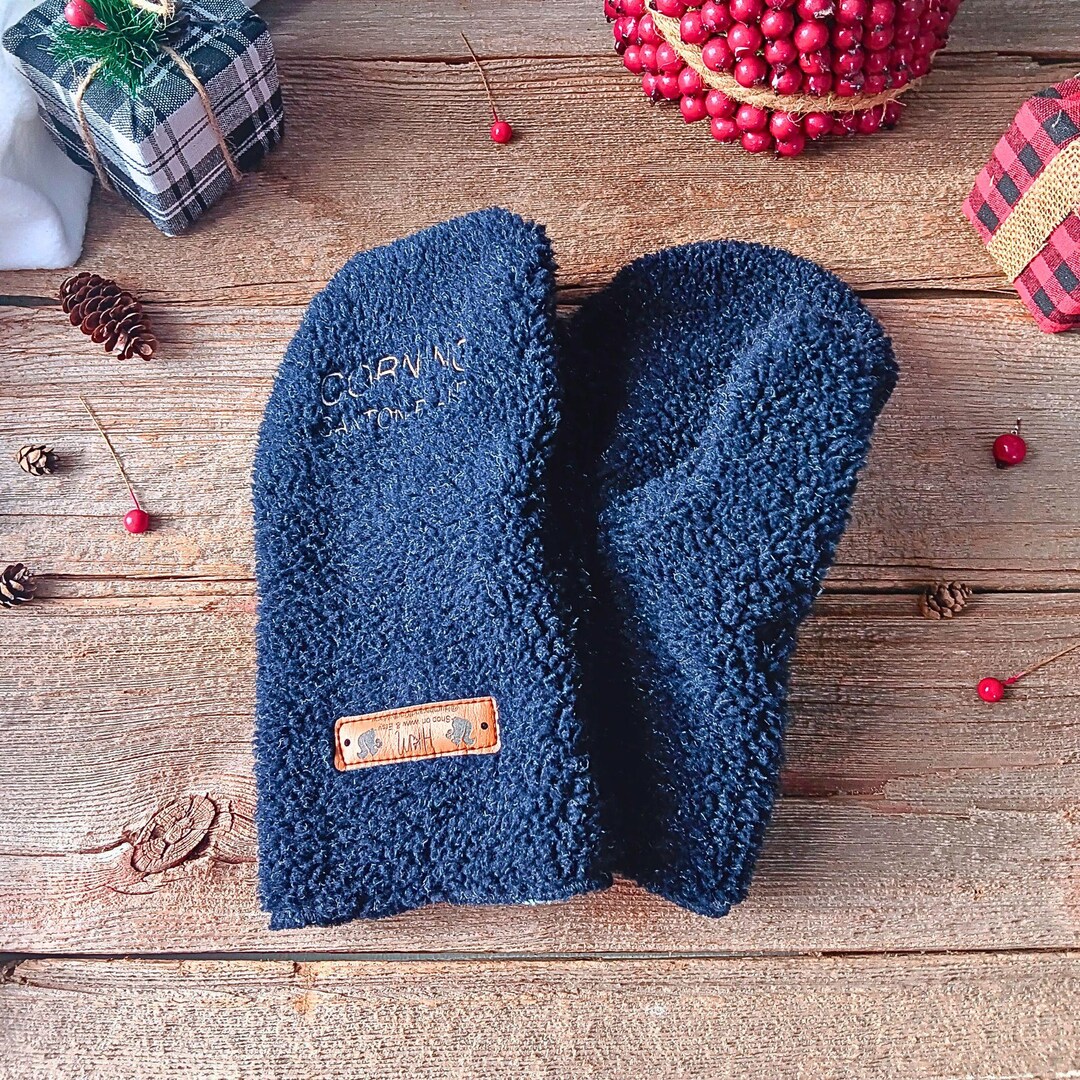 Men's Blue Extra Large Double Layered Fleece Mitten Cozy Fleece Lining ...