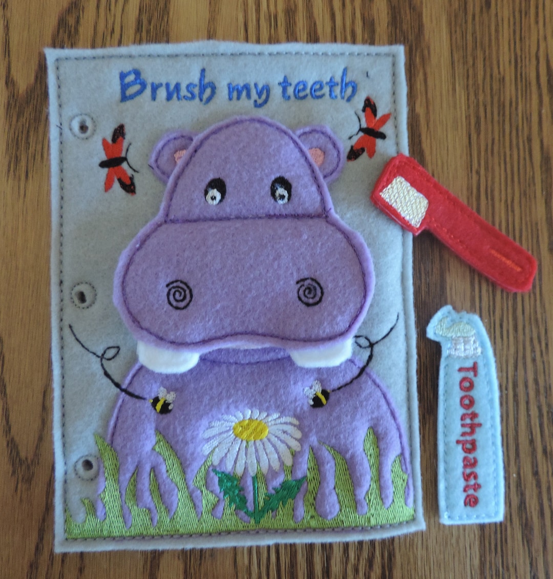 Hippo Brush Your Teeth Quiet Book Page (basic) - Etsy
