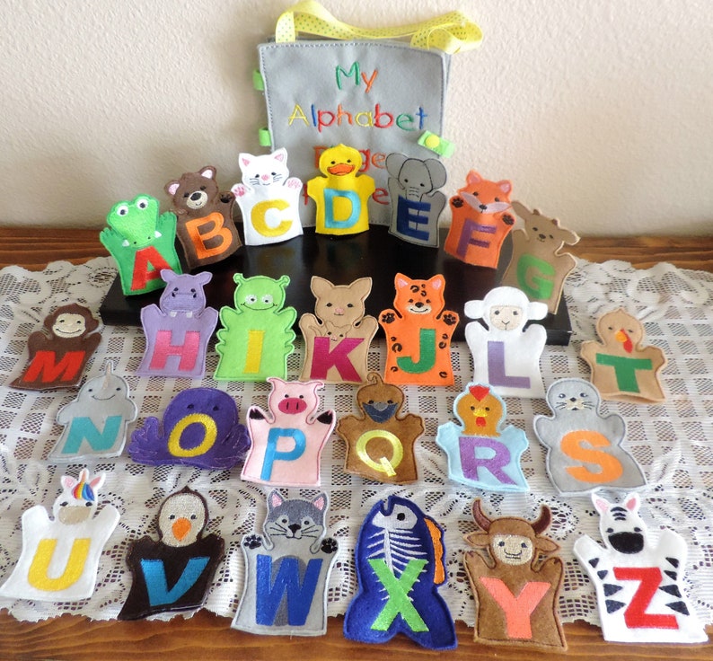 ABC Finger Puppets With Carrying Case - Etsy