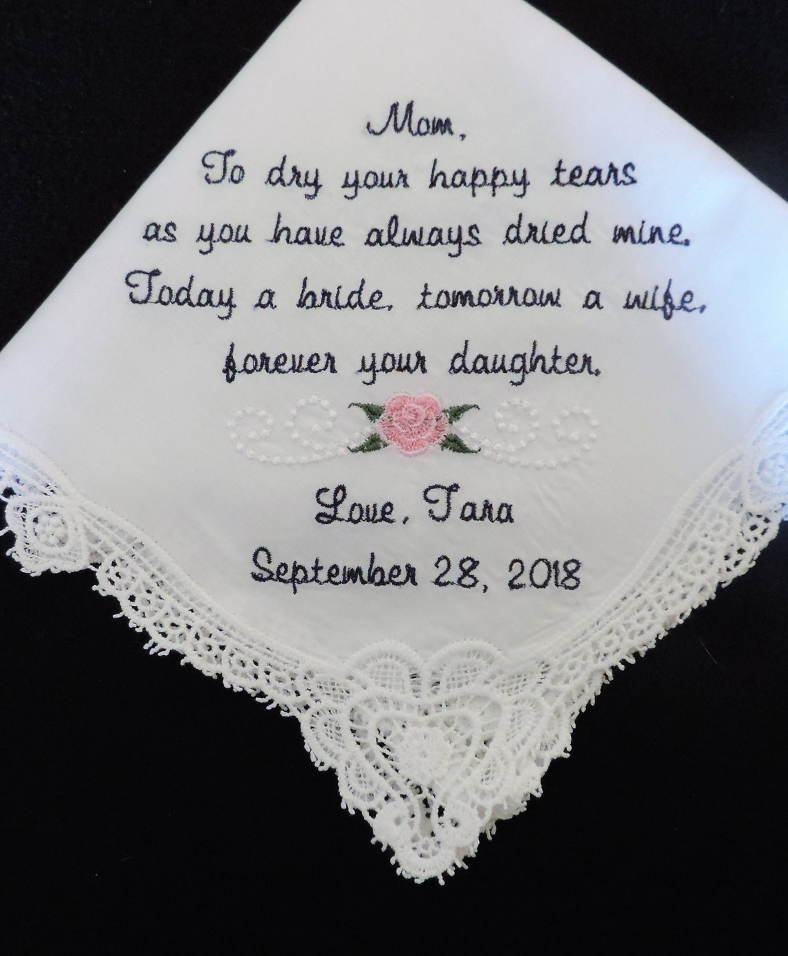Mother of the Bride Personalized Sentiment Handkerchief | Etsy