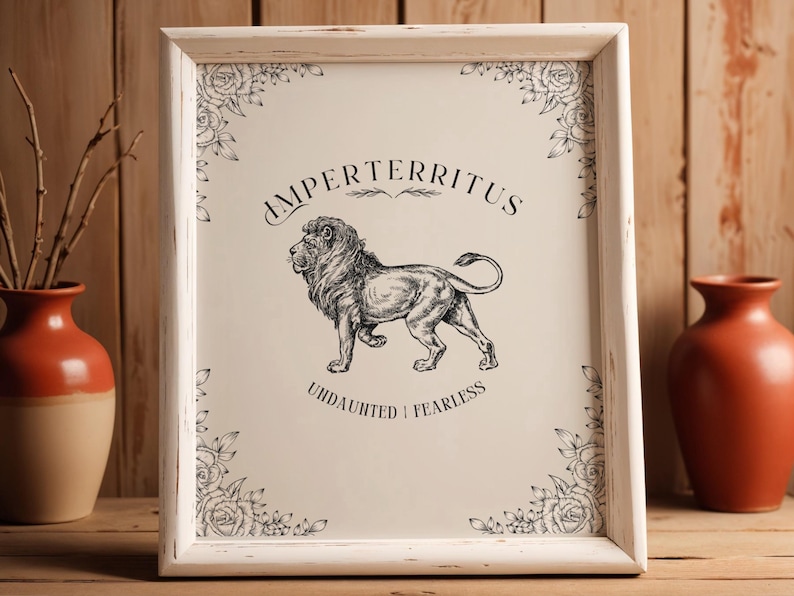 Imperterritus Emma M Lion Print Undaunted Quote Book Club Gift (digital ...