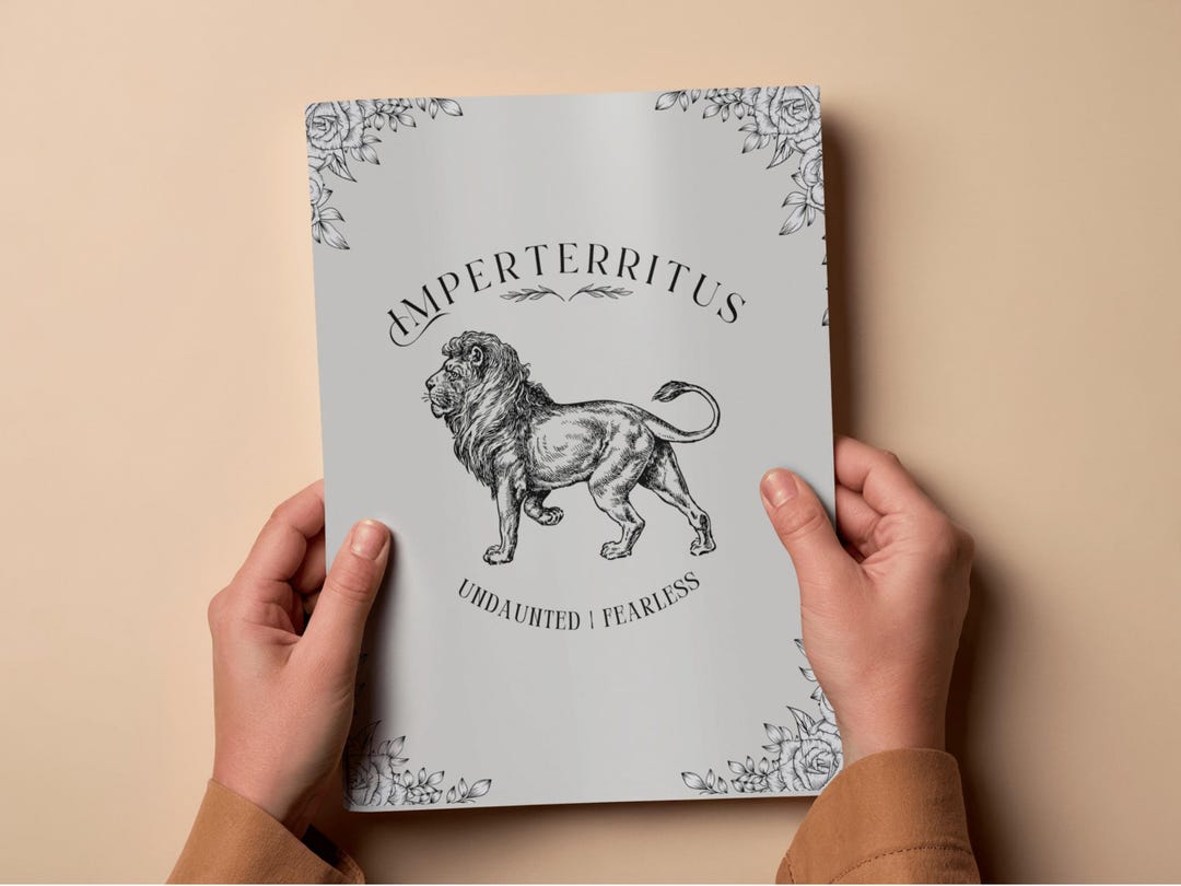 Imperterritus Emma M Lion Print Undaunted Quote Book Club Gift (digital ...