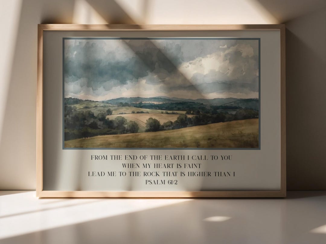 Psalm 61:2 Lead Me to the Rock Scripture Print Christian Landscape ...