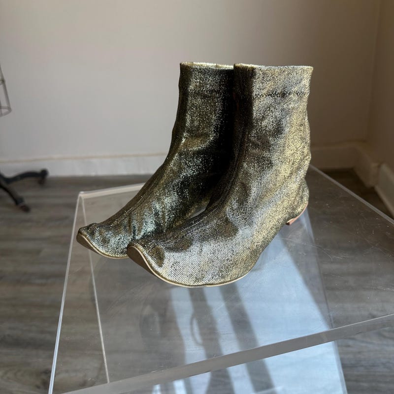 Vintage 60s Gold Boots - Etsy