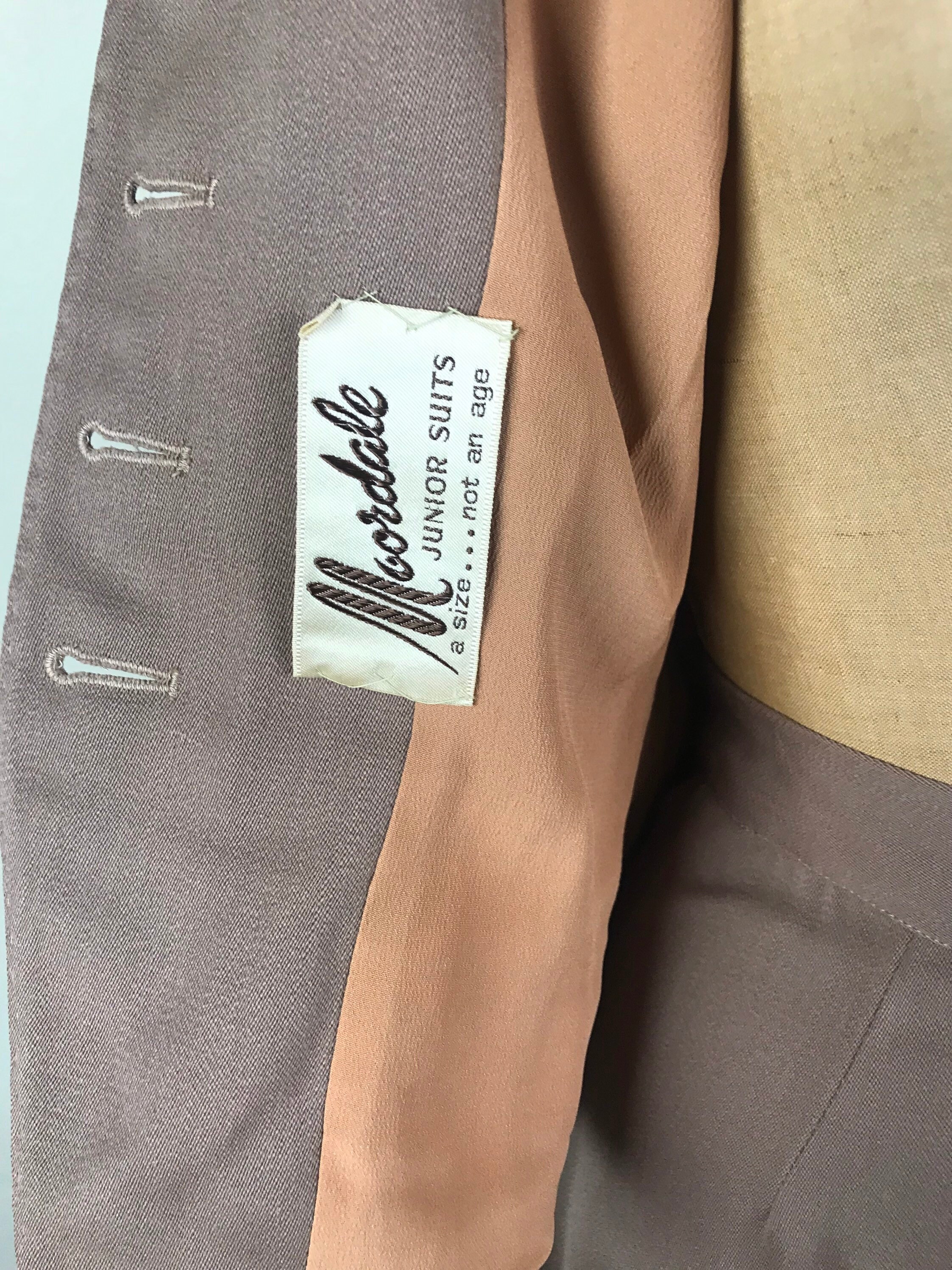 Vintage 1940s 40s Taupe Wool Gabardine Suit by Moordale - Etsy