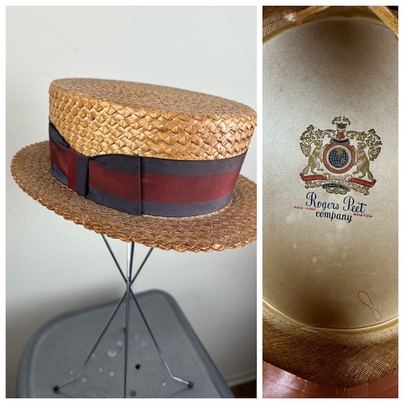 Straw Boater Hat - Etsy