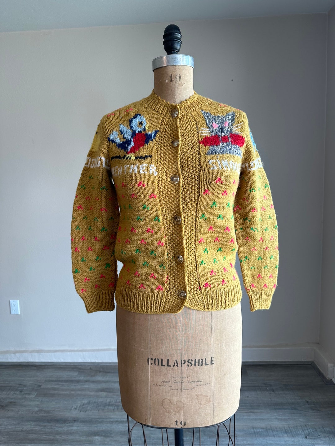 Vintage 1960s 60s Hand Knit Sweater Cardigan - Etsy