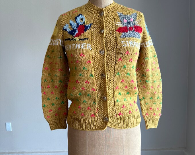 Vintage 1960s 60s Hand Knit Sweater Cardigan - Etsy