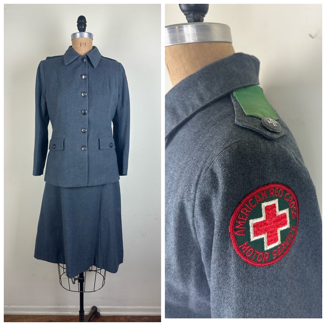 Vintage 1940s WWII WW2 American Red Cross Motor Services Uniform Suit ...