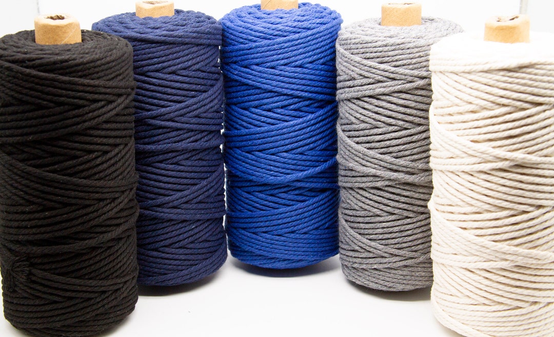 Blue Macrame Cord 3mm (1/8 Inch), Set of 5 Cotton Cord 4ply Crafting ...