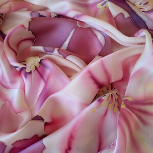 Handpainted Flower Scarf With Blossoming Apple Tree Flowers is a ...