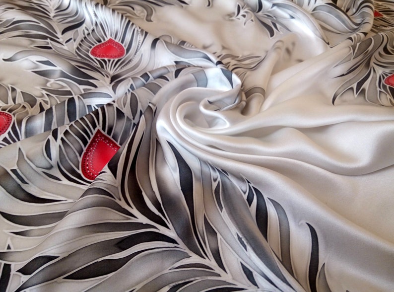 Silk Scarf Hand Painted Unique Handmade Scarves Gift for | Etsy